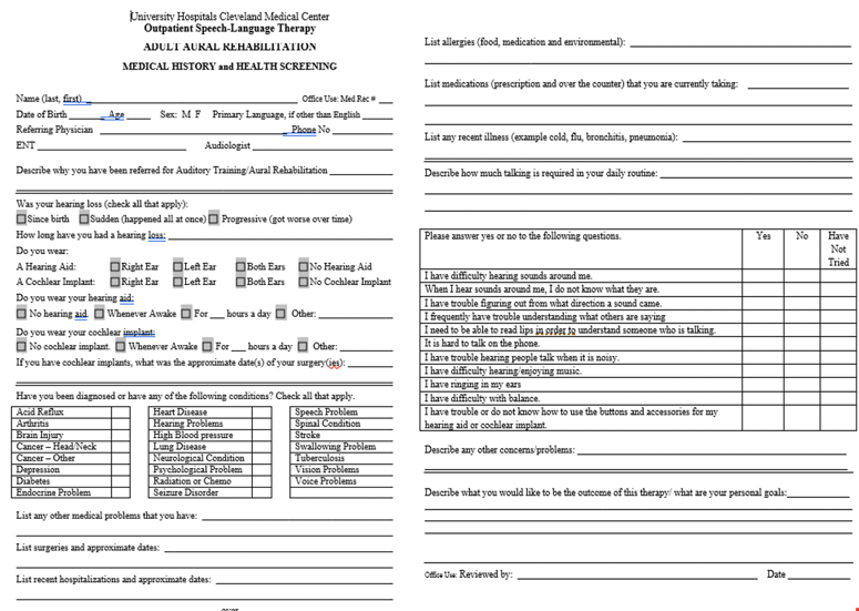 Adult Aural Rehabilitation: Indications and Assessment - Article 20400
